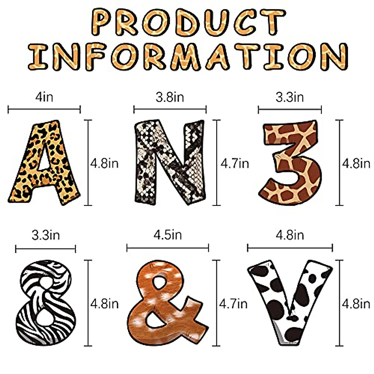 Animal Prints Letters Cutout Animal Letter and Number Accents Animal Texture Letters Wall Decors with 60 Glue Point Dots for Kids Nursery School Classroom (40 Sheets)