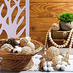 20 Pieces Decorative Balls for Bowls, Assorted Decorative Balls Set, Bowl Decorative Filler and 58 Inches Wood Bead Garland with Tassels for Vase Bowl Filler Table Decoration