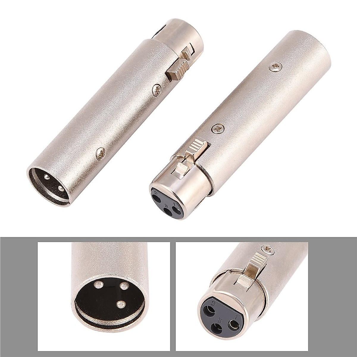 Zerone 2Pcs 3-Pin XLR Male to Female Socket Connector Audio Microphone Mic Extension Adapter Gender Changer Coupler