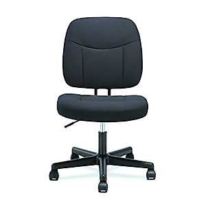 HON Sadie Home Office Desk Chair No Arms, Swivel Desk Chair With Wheels, Task Computer Chair for Office Desk, Black