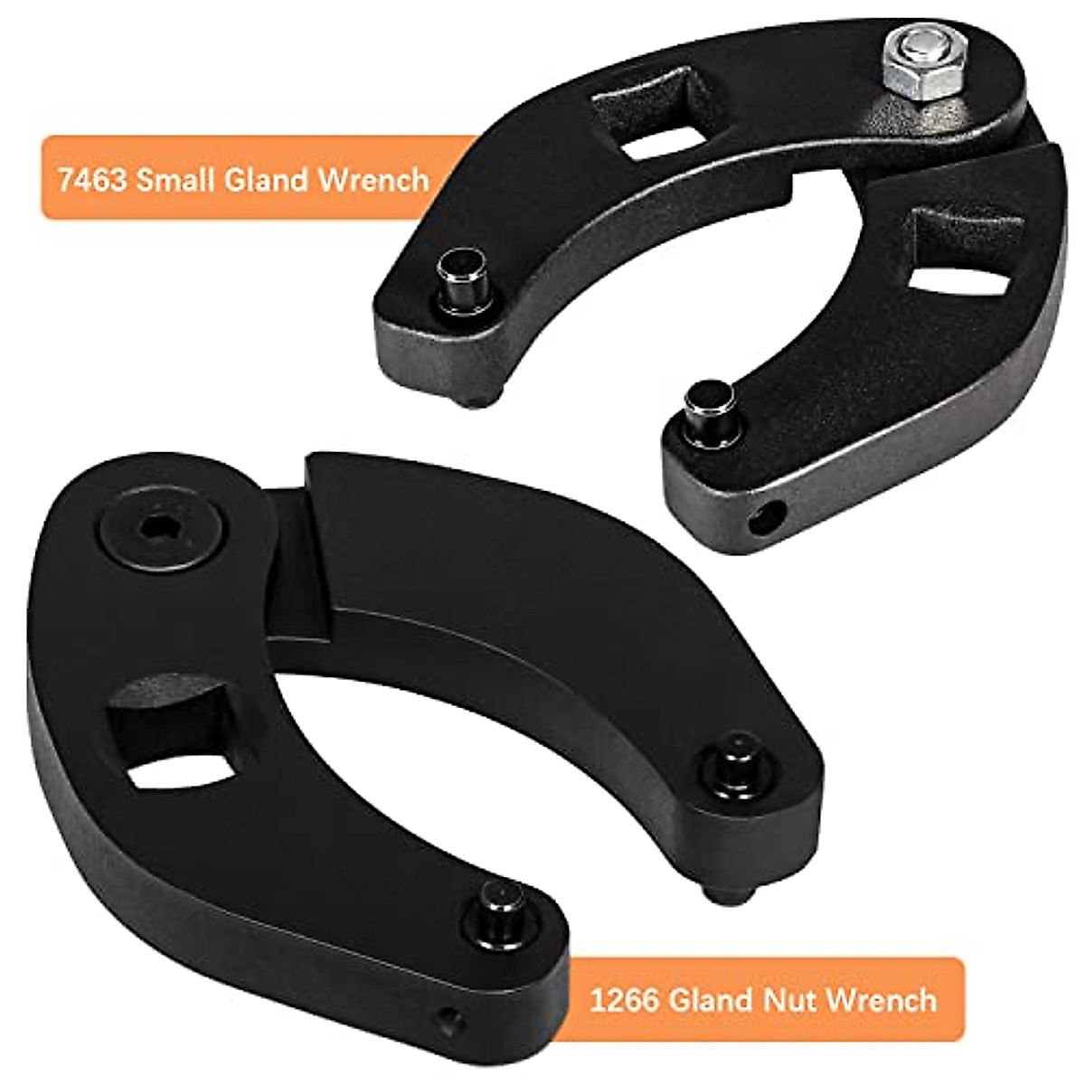 1266 Adjustable Gland Nut Wrench and 7463 Small Universal Gland Wrench for Hydraulic Cylinders on Skid Steer Loaders, Most Farm and Construction Equipment (Set of 2)