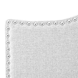 Catalina Queen Headboard Only, Height Adjustable Bed Headboard Queen Size, Nailhead Tufted Headboard Queen Size with 12 Positions, Metal Legs, Wall/Bed Mount, Linen Fabric Headboard Queen, White