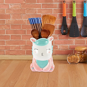 Angoily Utensil Crock Ceramic Kitchen Utensil Holder for Countertop Large Kitchen Tool Organizer Cutlery Caddy Unicorn