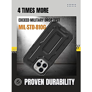 CaseBorne V Compatible with iPhone 14 Pro Case - Military Grade Full-Body Rugged with Kickstand and Built-in Screen Protector - Black