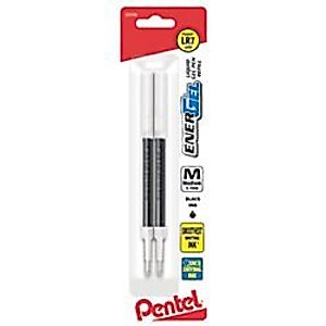 Pentel Refill Ink For EnerGel and Lancelot Gel Pen, (0.7mm), Metal Tip, Black Ink, 2 Pack (LR7BP2A)