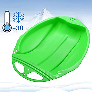 Snow Sleds, Snow Sleds for Kids Adult Durable Downhill Snow Sled with 2 Handles Winter Outdoor Skiing Board Snow Sleds Sand Board (Green, Plastic)