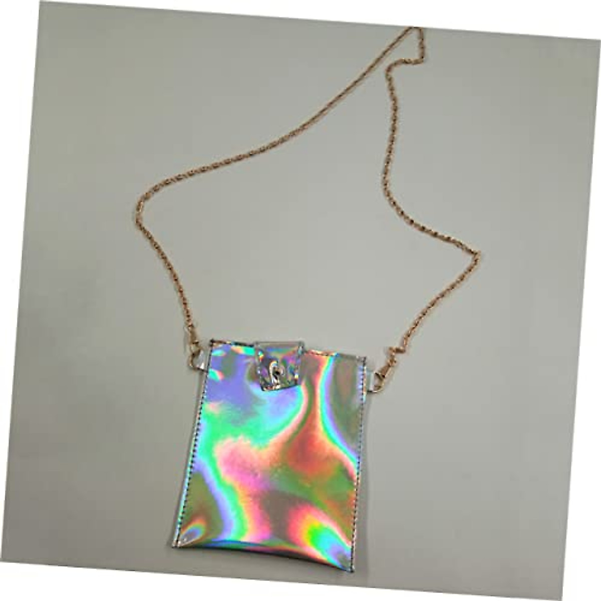 COLLBATH S - Cell Holographic with for Bag Size Hologram Clutch Pouch Girls Wallet Women Crossbody Cash Shoulder Phone Purse Leather Evening Handbag Chain Pu