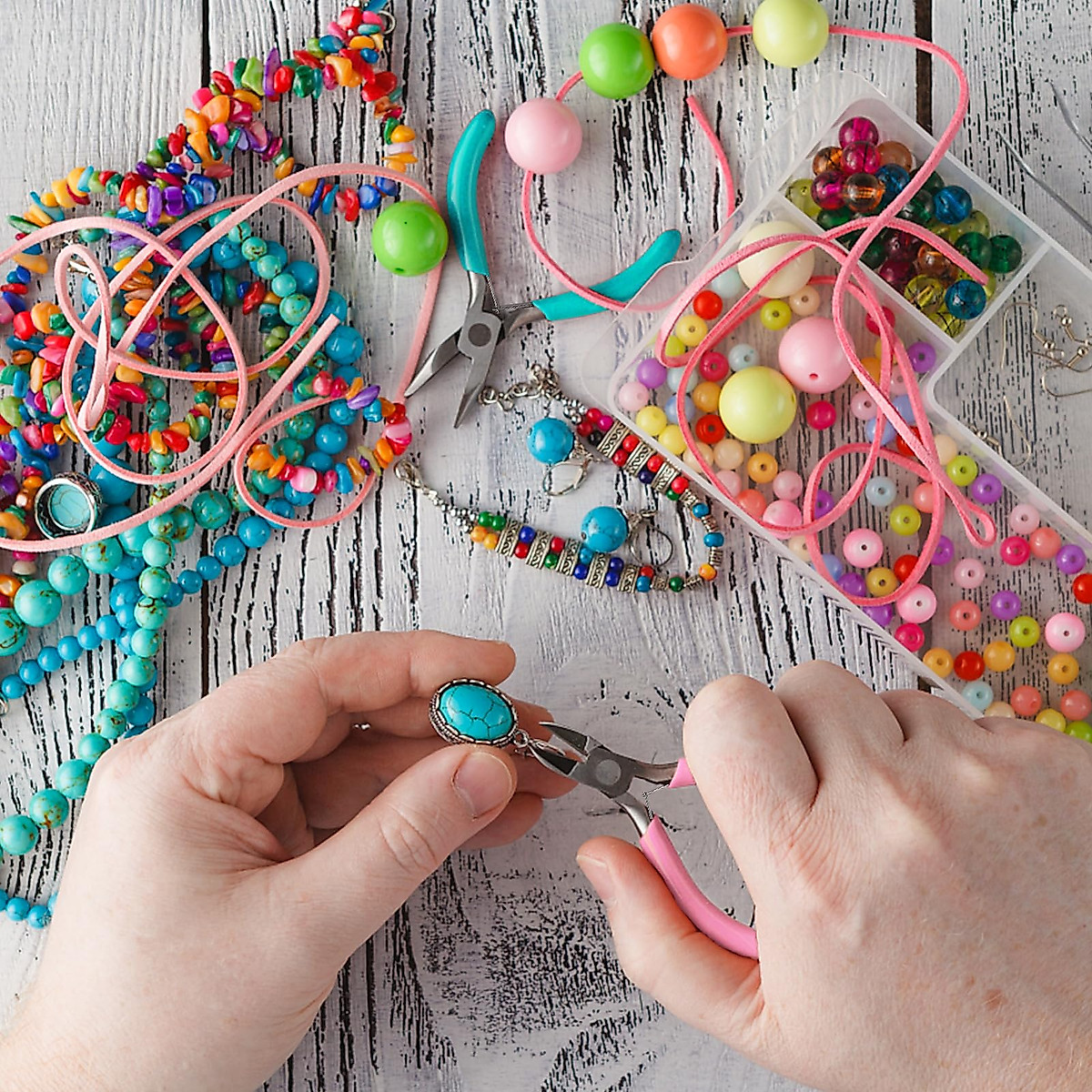 4 Pack Jewelry Pliers Jewelry Making Pliers Tools Kit with Needle Nose Pliers/ Chain Nose Pliers, Round Nose Pliers, Bent Nose Pliers, Wire Cutters for Wire Wrapping Earring Craft Making Supplies