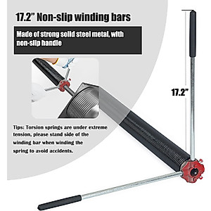 Garage Door Torsion Spring Set, Pair of 2" Electrophoresis Coated Garage Door Spring Replacement with 2 Non-Slip Winding Bars and Bearing, Minimum 16000 Cycles (.250x2x35")