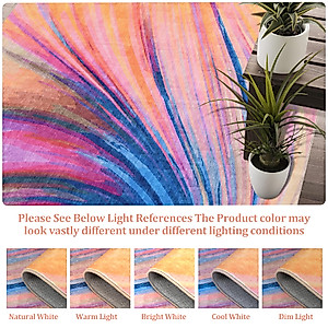 GarveeHome 9x12 Area Rug Large Washable Abstract Brush Stroke Rug Soft Low Pile Non Skid Non Shedding Floor Carpet Rugs Multiple Colors Modern Floor Cover for Bedroom Living Room, Blue/Pink