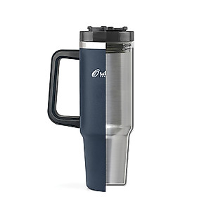 OUTDOORS PROFESSIONAL OUTD9058 40-Oz. Stainless Steel Double-Walled Insulated Tumbler with Straw (Navy Blue)