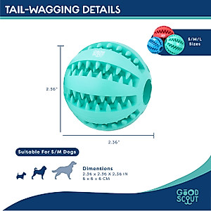Good Scout Medium Rubber Dental Ball Dog Toy for Chewing, Best Dog Toy for Fetch, Chew Toy for Puppies & Adult Dogs, Dog Toy for Medium & Large Dogs with Rubber Teeth & Treat Storage,2.36-Inch(2-Pack)
