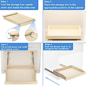 LOVMOR Single Pull Out Cabinet Organizer 26”W x 21”D, Soft Close Slide Out Drawer Storage Shelves for Kitchen, Wood Cabinet Shelf Pull-Out Organizer Storage for Base Cabinet