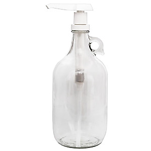 Cornucopia Half Gallon Glass Pump Dispenser Bottle, 64-Ounce Jug with Pump for Sauces, Syrups, Soaps and More