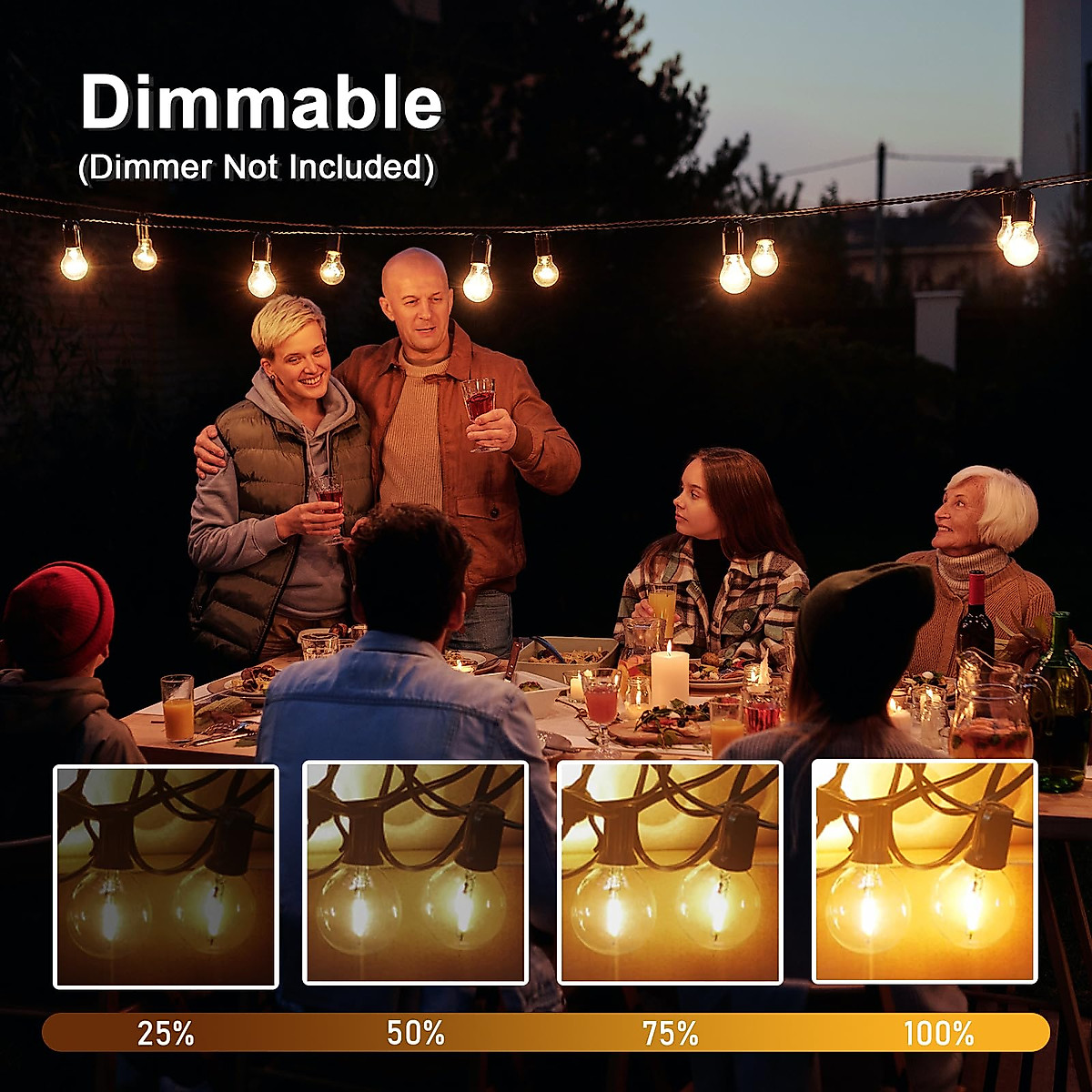 HISTAR Led Outdoor String Lights 30ft Patio Lights Outdoor Waterproof with 27 Dimmable Edison Bulbs, Shatterproof G40 String Lights for Outside, Backyard Balcony Bistro Party Cafe