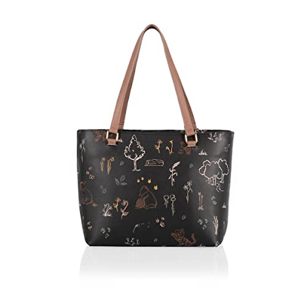 PICNIC TIME ONIVA Disney Winnie the Pooh Uptown Cooler Tote Bag, Insulated Purse Lunch Bag for Her, Stylish Beach Bag Soft Cooler, (Black), 14.37 x 7.28 x 10.63