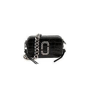 Marc Jacobs Women's Snapshot Croc Embossed Camera Bag, Black, One Size