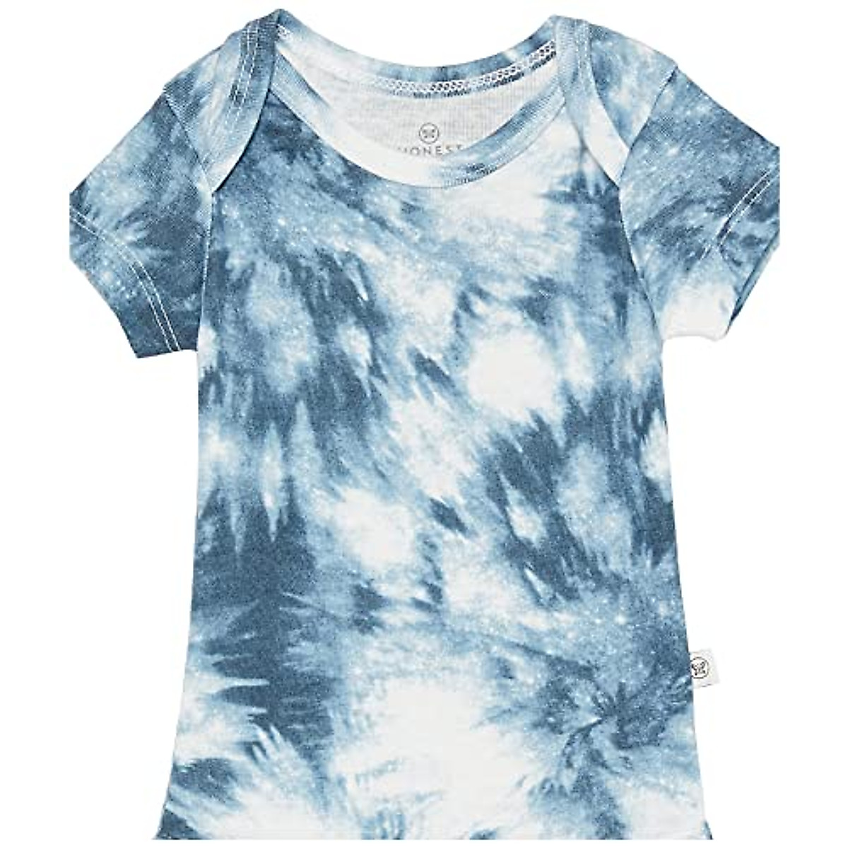 HonestBaby Short Sleeve Bodysuits One-Piece 100% Organic Cotton for Infant Baby Boys, Girls, Unisex, 3-Pack Tie Dye Blues, 3-6 Months