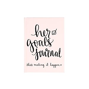 Eccolo Inspirational Quote Journal for Women, Hardcover Notebook, Faux Leather, Lay Flat Notebook, “Her Goals Journal”, Dayna Lee Collection (Light Pink, 5x7 Inches)