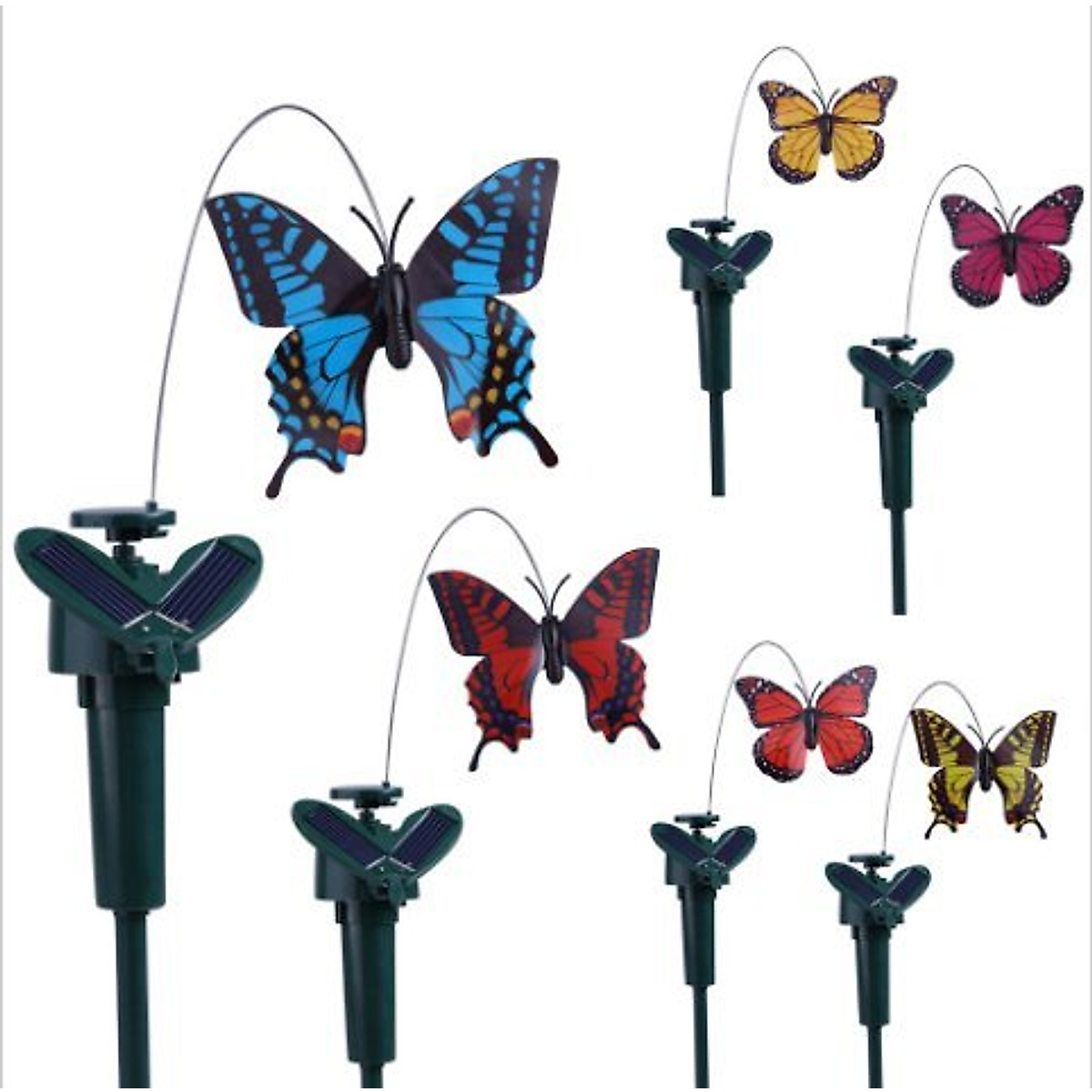 URTop 1Pcs Home Garden Decor Vibration Solar Dancing Flying Butterfly Artificial Fluttering Flying Simulation Butterfly Color Ranodm