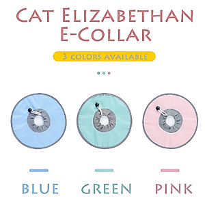 BECHANMIG Cat Recovery Collar Pet Cone Collar After Surgery Protective Cotton Cone, Adjustable Cat E Collar, Surgery Recovery Elizabethan Collars for Kitten and Cats, Green L