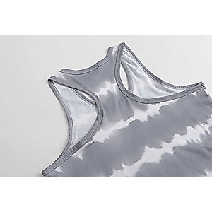 VENTELAN Womens Pajamas Tie Dye Printed Striped Tank and Shorts Set Soft PJS Sleepwear Loungewear Grey Tie Dye XX-Large