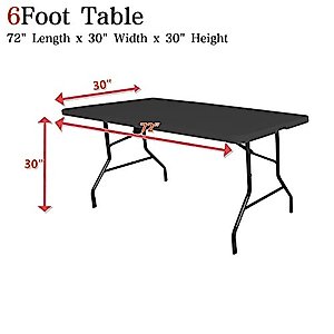 Obstal 6ft Stretch Spandex Table Cover for Standard Folding Tables - Universal Rectangular Fitted Tablecloth Protector for Wedding, Banquet and Party （Black, 72 Length x 30 Width x 30 Height Inches）