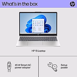HP 15 Laptop, FHD Display, AMD Ryzen 3 7320U, 8 GB RAM, 256 GB SSD, AMD Radeon Graphics, Windows 11 Home in S Mode, 15-fc0010nr (2023), Silver