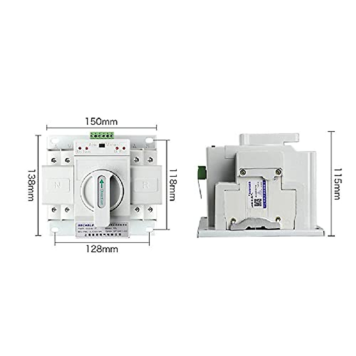 AC 220V/110V 2P 63A Dual Power Automatic Transfer Switch Dual Power Generator Changeover Switch 50HZ/60HZ Automatic and Manual