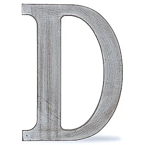The Lucky Clover Trading D Wood Block, 8" L, Charcoal Grey Wall Letter, Gray