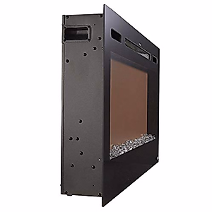 Touchstone Smart Electric Fireplace-The Sideline 36 Inch Wide-in Wall Recessed-30 Realistic Ember Color/Flame Options-1500W Heater w/Thermostat-Black-Log & Crystal Hearth Options -Alexa/WiFi Enabled