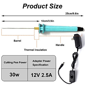 Foam Cutter Electric Hot Wire Foam Cutter Kit Foam Cutting Pen Set 30W 10cm Styrofoam Cutting Pen With Power Adaptor Electric Cutting Machine Pen Tools Kit For Art Making Foam Carving