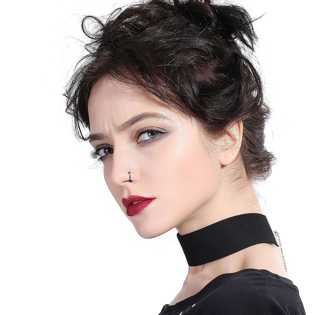 ORAZIO 5-12Pcs 20G Stainless Steel Nose Ring Hoop CZ Body Ear Piercing 5 Mixed Colors