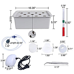Homend Indoor Hydroponic Grow Kit with Bubble Stone, 11 Sites (Holes) Bucket, Air Pump, Sponges - Best Indoor Herb Garden - Grow Fast at Home