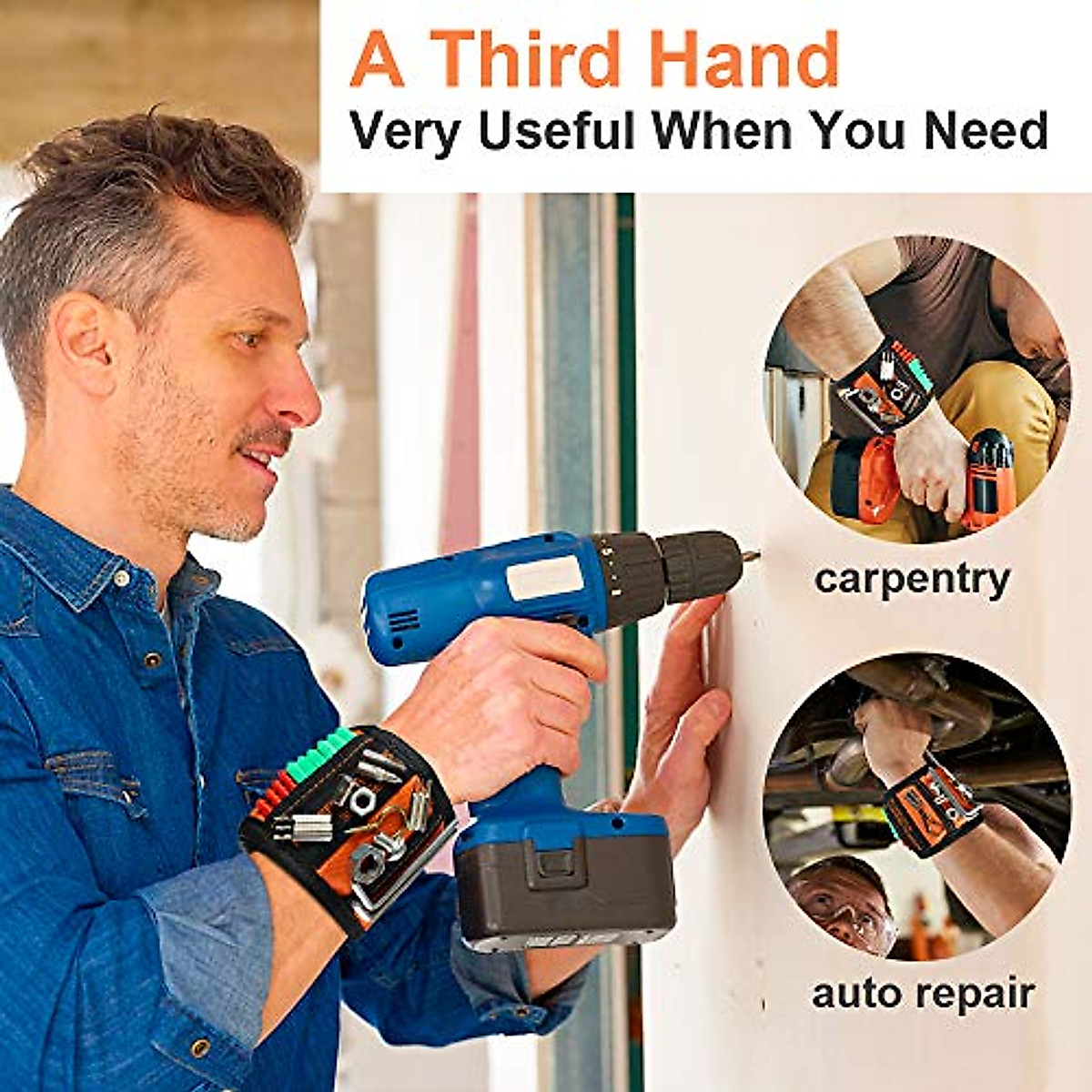 Gifts for Men Magnetic Wristband - Valentines Day Gifts for Him Husband Boyfriend Tool Belt for Holding Screws Cool Stuff Gadget Birthday Gifts for Men Who Have Everything Gift Ideas Women Carpenters