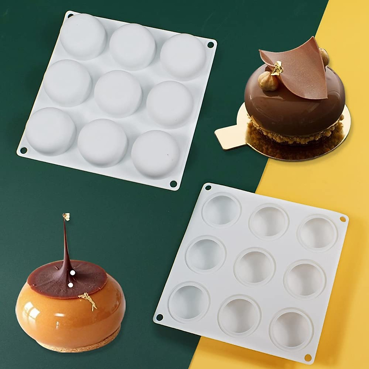 mostsom Silicone Chocolate Half Round Mold Medium Semi Sphere Silicone Mold,Half Sphere Silicone Baking Molds for Making Chocolate, Cake, Jelly, Dome Mousse (Oblate Spheroid A)