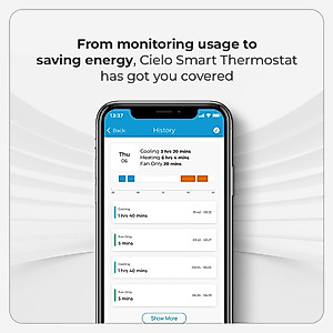 Cielo Smart Thermostat | Supports Conventional Systems up to (2H/2C) & Heat Pumps (4H/2C) | Alexa, Google, Siri Shortcuts, SmartThings, IFTTT | Touchscreen Color Display | Free C-Wire Adapter