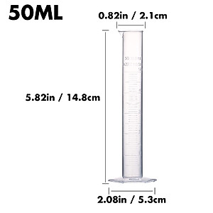 Young4us Measuring Cylinder Set, 4 Sizes Graduated Polypropylene Lab Test Tubes in 100 ml, 50 ml, 25 ml, 10 ml for Laboratory, & Science Experiments with 4 Plastic Droppers in 3 ml