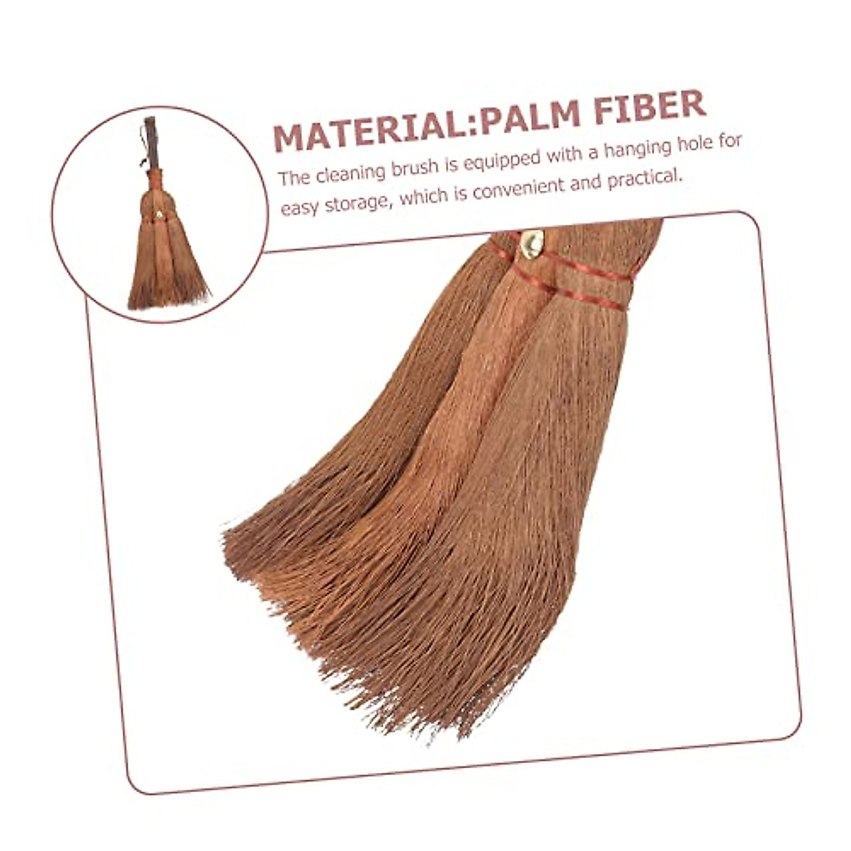 Healeved Brown Silk Broom Decorative Brooms Household Palm Broom Hand Whisk Mini Whisk Broom Escoba Chinese Decor Household Duster Wizard Broom Home Cleaning Broom Brush Asian Brown Hair