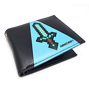 Minecraft Diamond Sword in blue light Bi-Fold Faux Leather Wallet