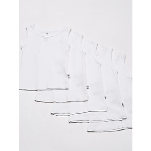 HonestBaby Muscle Tee Sleeveless Toddler T-Shirt Multi-Packs, 5-Pack Bright White, 5T