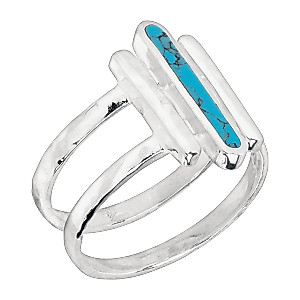 Silpada 'Strait To It' Compressed Turquoise Three-Bar Ring in Sterling Silver, Size 9, Size 9
