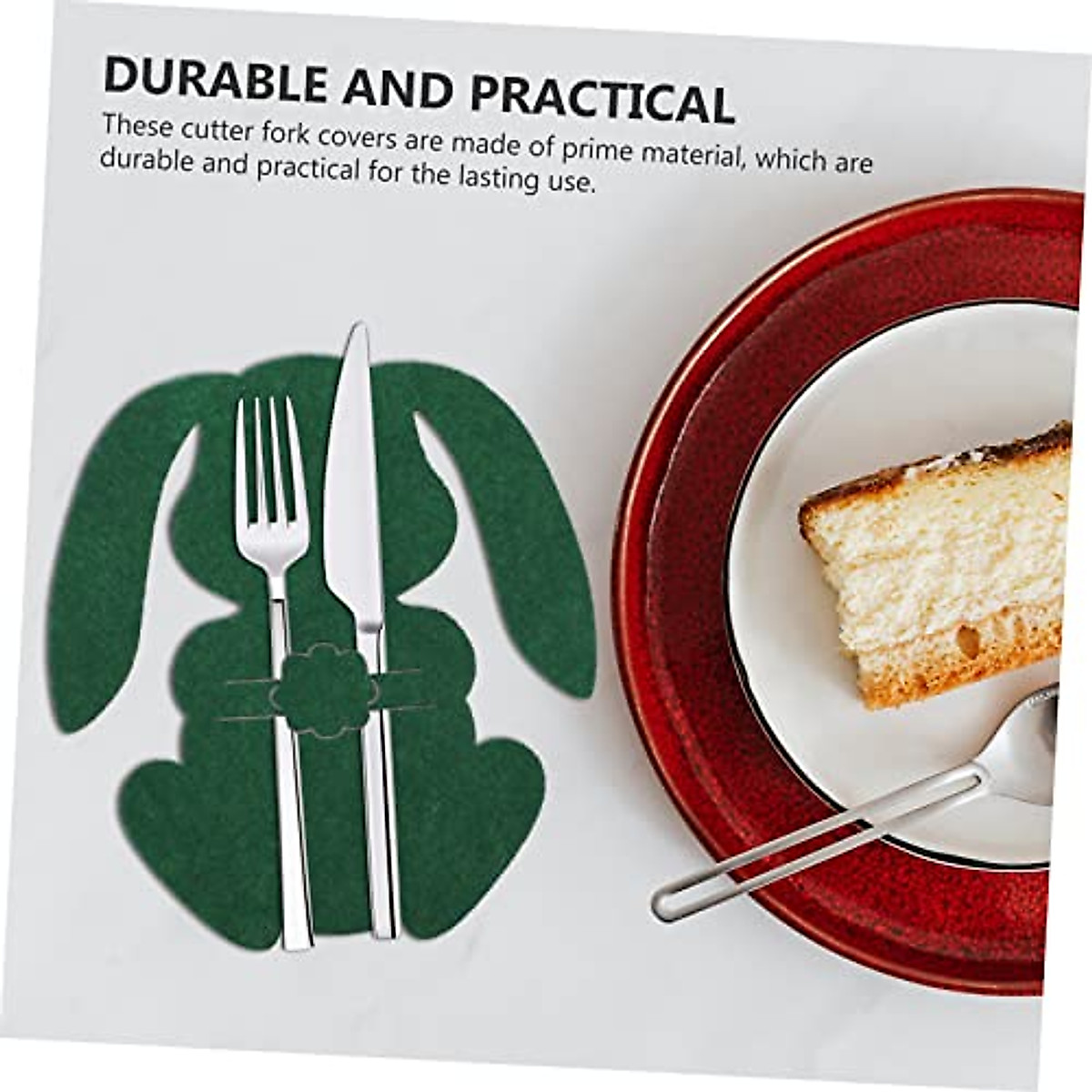 DOITOOL 12pcs Rabbit Tableware Set Silverware Pouches Burlap Cutlery Fork Bag Easter Fork Holder Bunny Cutlery Holder Easter Silverware Holder Easter Rabbit Non-woven Fabric Sleeve Desktop