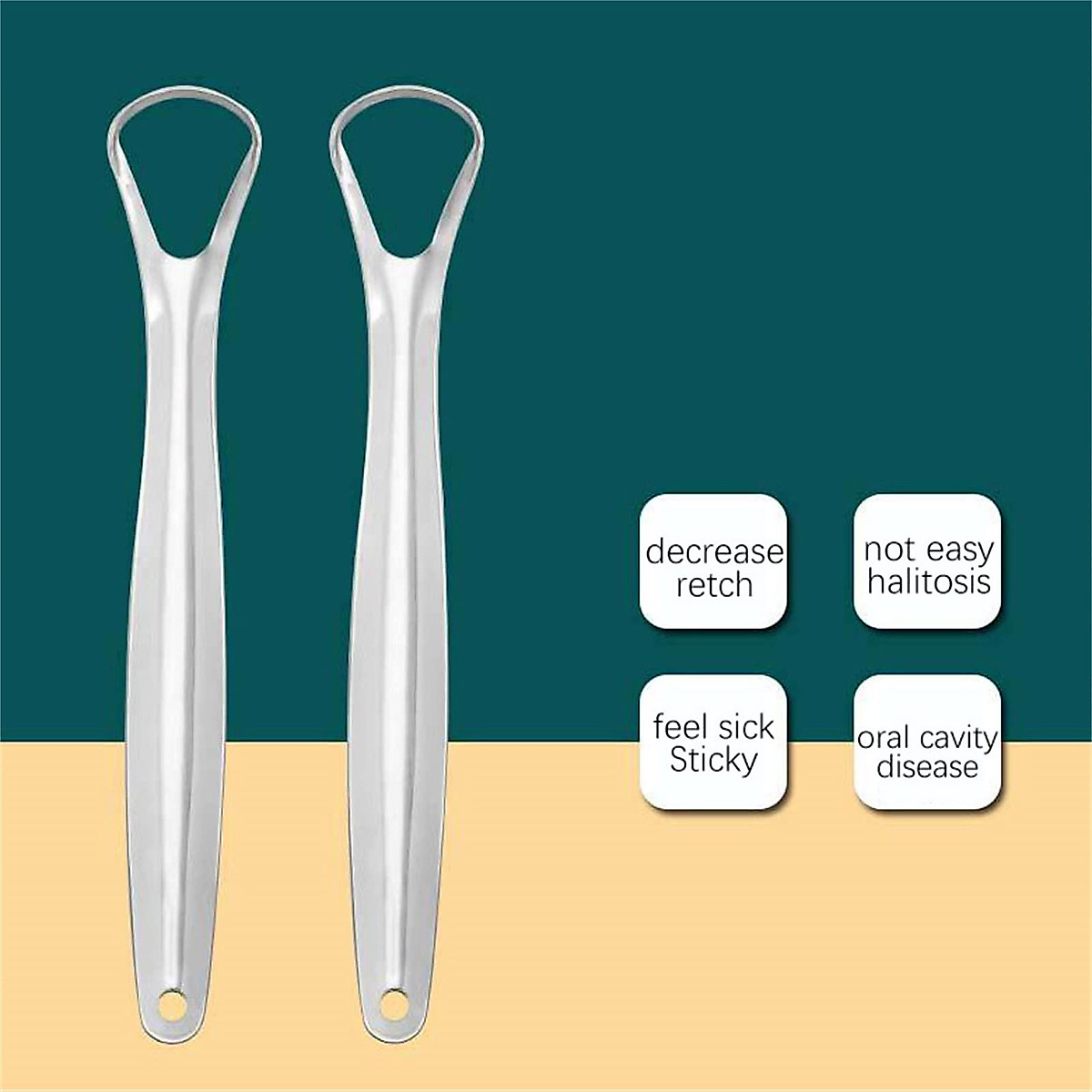 2 Pack Tongue Scraper, 100% Useful Stainless Steel Tongue Cleaner for Both Adults and Kids, Tongue Cleaner Reduce Bad Breath Metal Tongue Scrapers, Help Your Oral Hygiene (A)