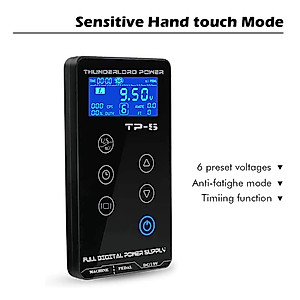 TATELF Digital Tattoo Power Supply Touch Screen LCD Power Source for Coil Rotary Tattoo Machines Gun kit Blue
