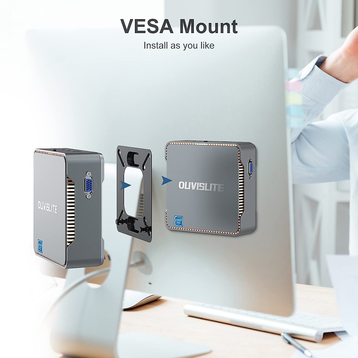 OUVISLITE Mini PC Window 11 Pro with Ιntel Celeron J4125 (Up to 2.7GHz), 8GB DDR4 128GB SSD Mini Computer Small Desktop PC Support 2TB Expansion, 4K HDMI, Triple Display, Dual WiFi, BT4.2, HTPC