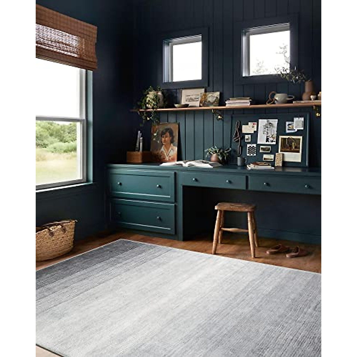 Wonnitar Modern Ombre 5x7 Grey Rugs for Living Room,Washable Large Bedroom Area Rug,Non-Slip Stain Resistant Dining Table Throw Mat,Non-Shedding Abstract Carpet for Entry Basement Dorm
