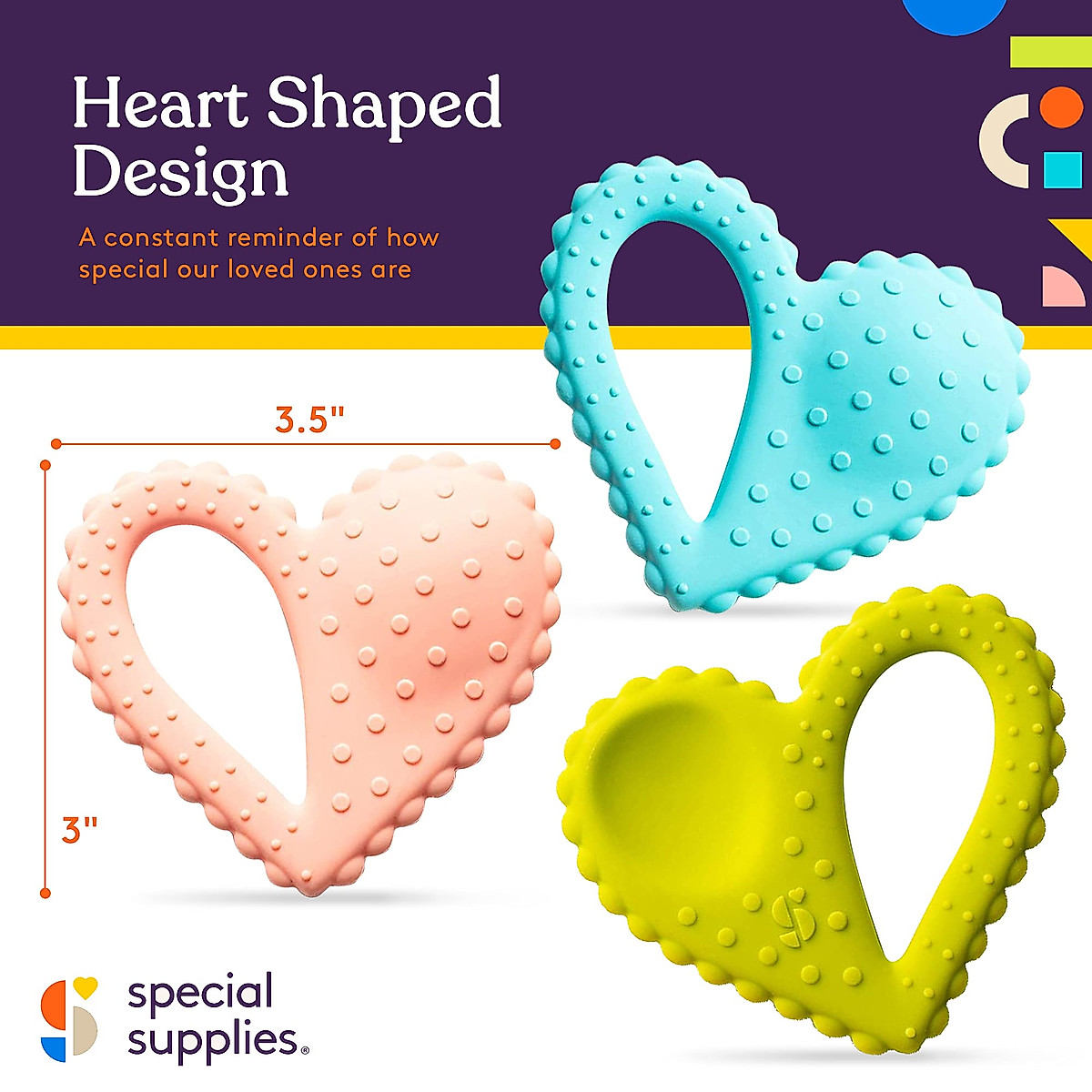 Special Supplies Teether Heart Spoon Oral Motor Therapy Tools, Textured Stimulation and Sensory Input Treatment for Babies and Toddlers, BPA Free Silicone, Dual Use Spoon Plus Teether