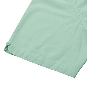 JEKAOYI Button Down Short Sleeve Linen Shirts for Men Summer Casual Cotton Spread Collar Beach Shirts Green