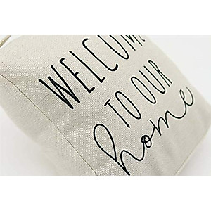 Welcome to Our Home Decorative Fabric Door Stopper with Handle, Fabric Weighted Floor Stop for Bedroom Living Room Exterior Doors, 7-7/8"W x 4-3/4"D x 9"H